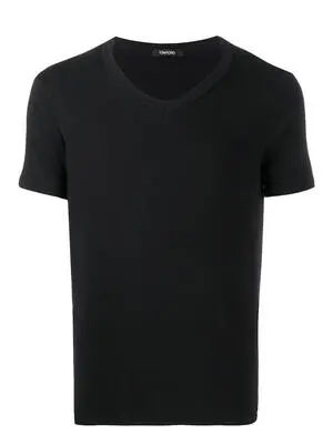 TOM FORD V-neck Cotton T-shirt - Black