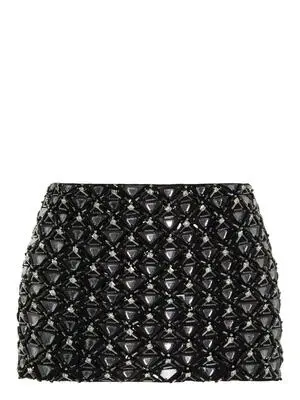 Miu Miu Crystal And Sequin-embellished Mini Skirt - Black