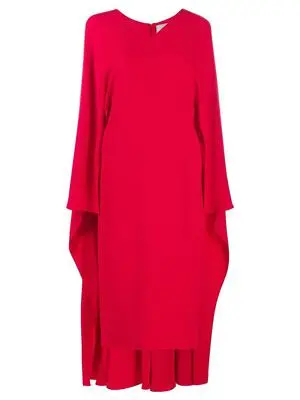 VALENTINO Cape-Style V-Neck Silk Midi-Dress