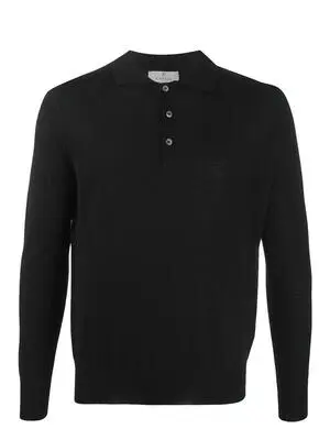 Canali Merino-wool Polo Shirt - Black