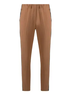 BLANCA VITA Blanca Vita Side-Stripe Slim Trousers Brown