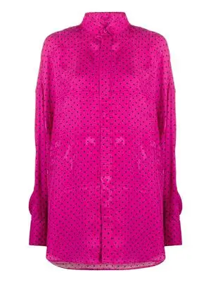 Balenciaga Polka Dot Scarf-detail Shirt - Pink