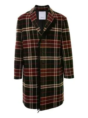 PORTS V Checkered Single-breasted Coat - Multicolour