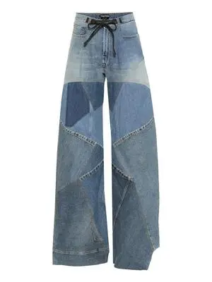 TOM FORD Patchwork High-rise Wide-leg Jeans - Blue