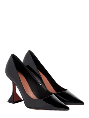 Amina Muaddi Ami Patent Leather Pumps - Black