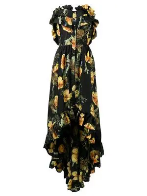 Philipp Plein Floral Print Evening Dress - Black