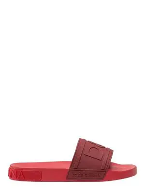 Dolce & Gabbana Logo-embossed Beachwear Slides - Red