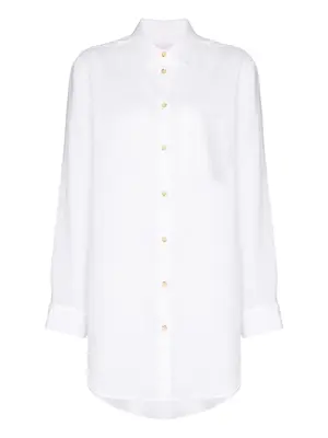 Asceno Formentera Oversized Linen Shirt - White