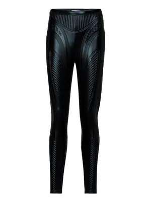 MUGLER Embossed Scuba Leggings - Black