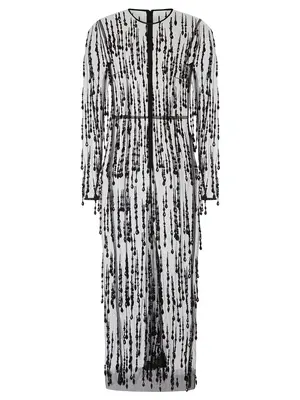 Dolce & Gabbana Bead-embellished Fringed Sheath Dress - Black