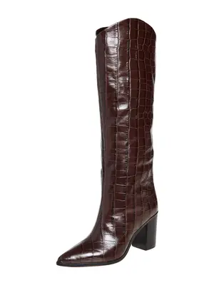 SCHUTZ Schutz Maryana Croc-Embossed Block Heel Boots