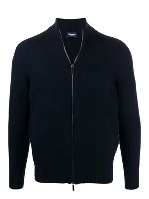 DRUMOHR Drumohr Zip-Up Wool Cardigan Blue