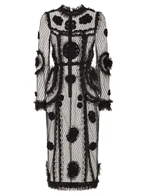 Dolce & Gabbana Floral-embroidered Sheath Dress - Black