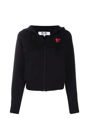 Play Comme Des Garcon Logo-motif Zip-up Hoodie - Black