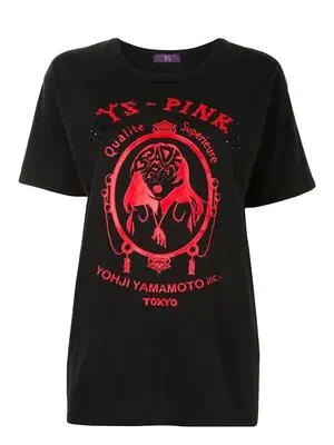 Y’s Logo Print Slim-fit T-shirt - Black