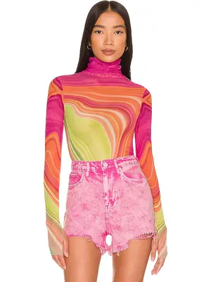 AFRM Zadie Top Abstract Spring Wave