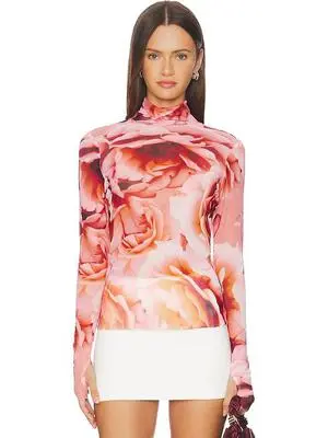AFRM Zadie Printed Top Peach Roses