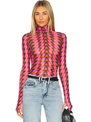 AFRM Zadie Top Pink Herringbone