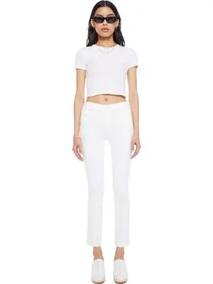 MOTHER The Mid Rise Dazzler Ankle Jeans - White