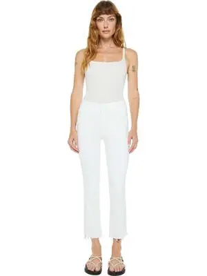 MOTHER MOTHER The Insider Crop Step Fray Jeans White
