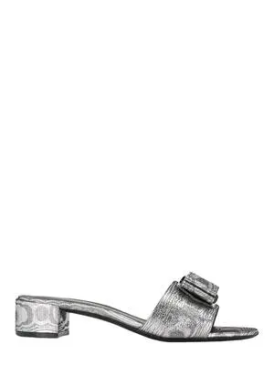 FERRAGAMO Double Bow 30mm Sandals - Silver