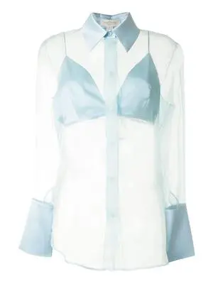 Matériel Silk Organza Shirt With Bra - Blue