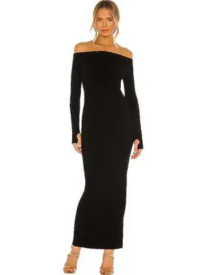 MICHAEL COSTELLO Off Shoulder Bodycon Maxi Dress - Black