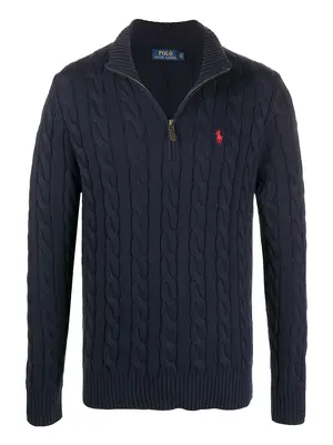 Ralph Lauren Cable-knit Half-zip Jumper - Blue