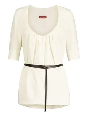 Altuzarra Nika Belted Crêpe Top - White