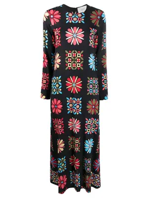 La DoubleJ Printed Midi Dress - Black