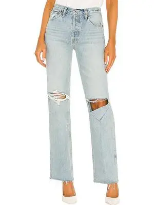 RE/DONE 90s High Rise Loose Jeans - Breezy Indigo With Rips