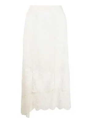 Rabanne Split-hem Lace Midi Skirt - Neutrals