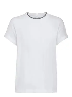 Brunello Cucinelli Contrast-trim T-shirt - White