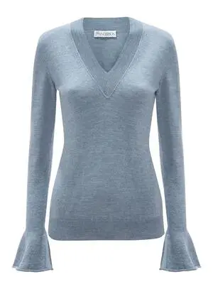 JW Anderson Flared Cuff Logo Pullover - Blue