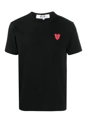 Play Comme Des Garcon Heart-embroidered Crew-neck T-shirt - Black