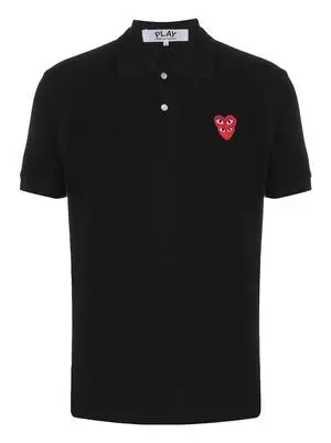 Play Comme Des Garcon Layered Logo Polo Shirt - Black