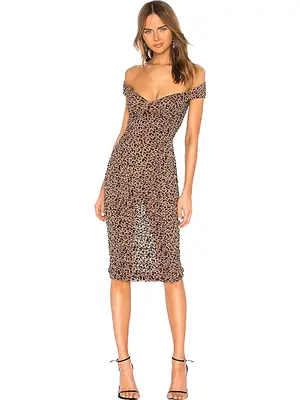 Majorelle Tabitha Midi Dress - Tan Leopard