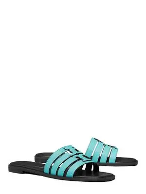 Tory Burch Ines Slides - Aqua Teal/cocoa