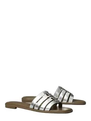 Tory Burch Ines Slides - Silver/wild Mushroom