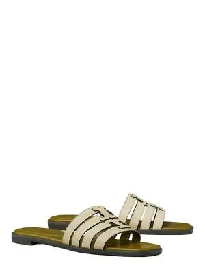 Tory Burch Ines Slides Stone Gray/khaki Olive