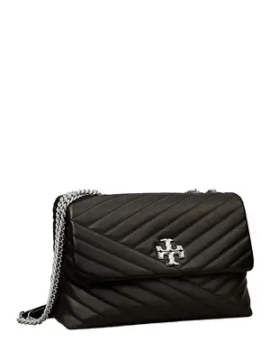 Tory Burch Kira Chevron Shoulder Bag Black / Rolled Nickel