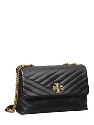Tory Burch Kira Chevron Shoulder Bag Black/rolled Brass