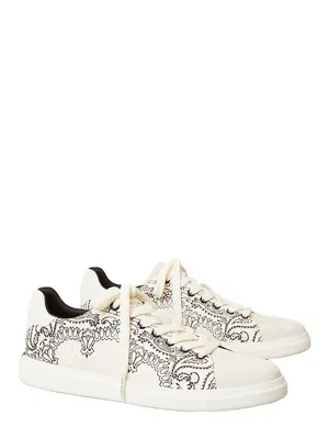 Tory Burch Howell Court Sneaker Ivory Americana Bandana/new Ivory