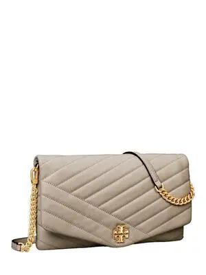 Tory Burch Kira Chevron Clutch Gray Heron