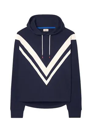 Tory Burch French Terry Chevron Hoodie - Tory Navy/snow White