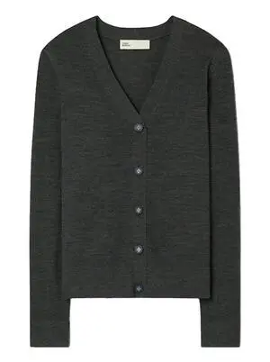 Tory Burch Simone Cardigan Soft Charcoal Melange