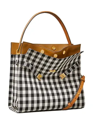 Tory Burch Lee Radziwill Double Bag Black/new Ivory Gingham