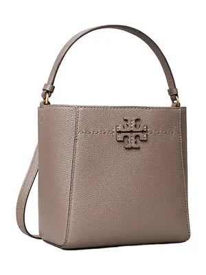 Tory Burch Small McGraw Bucket Bag Silver Maple