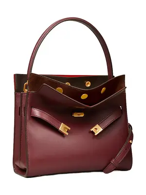 Tory Burch Small Lee Radziwill Double Bag Claret