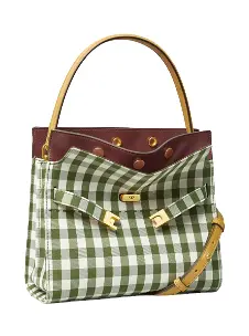 Tory Burch Small Lee Radziwill Double Bag Leccio / New Ivory Gingham